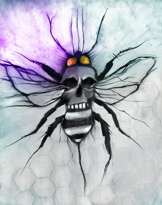 Bee Skull Artwork for Life Original Illustration Signed | Etsy