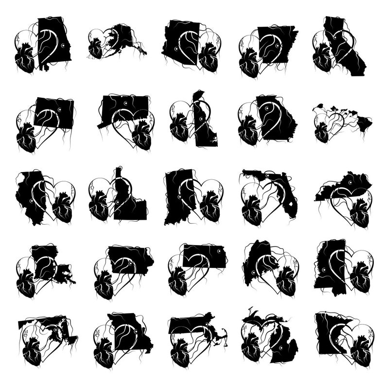 FRAMED United States Silhouette Art Paper Cut Art USA Love USA | Etsy