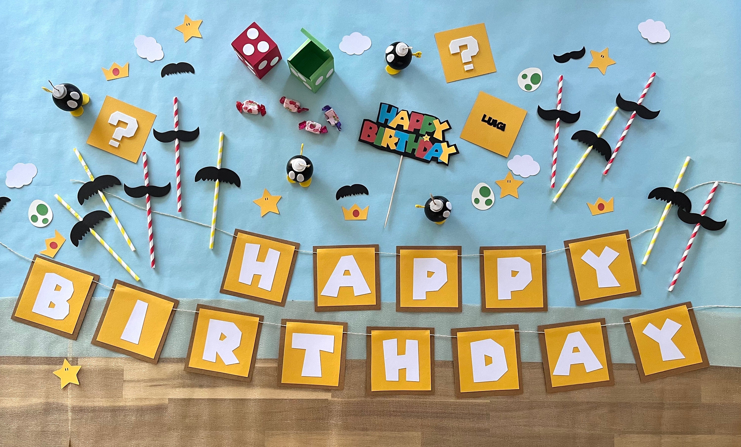 Cake Topper Happy Birthday - Super Mario Theme Birthday - Birthday ...