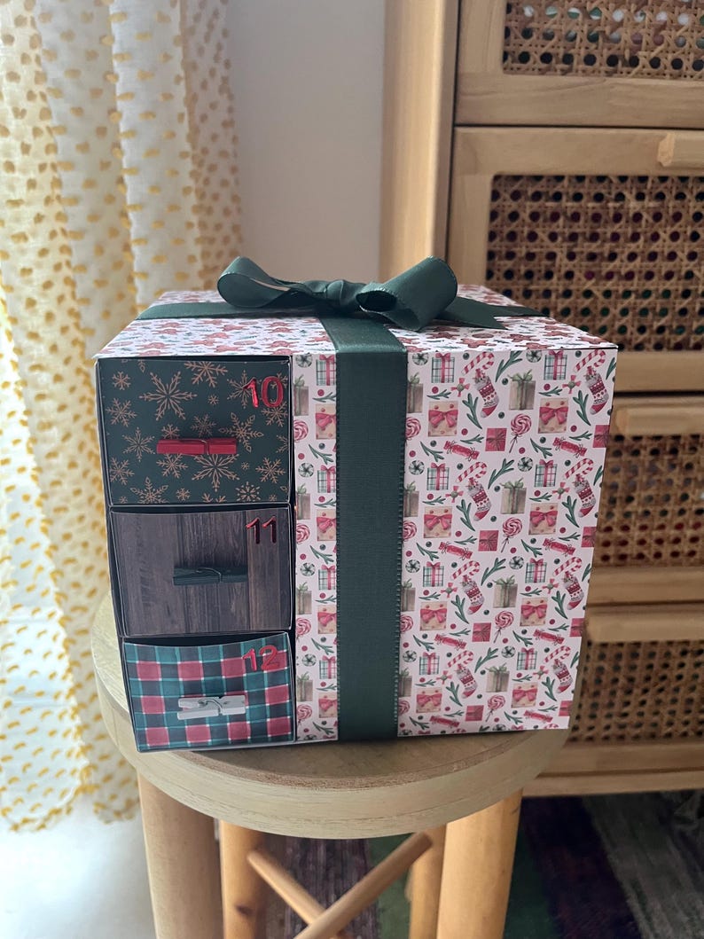 Surprise 12 Days of Christmas Advent Calendar Box - Reusable 12-day ...