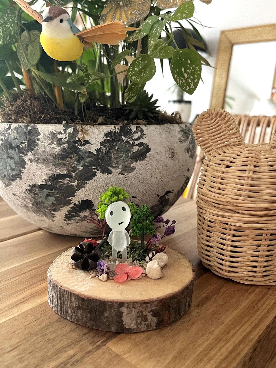 Diorama Mini Wooden Log Princess Mononoke Kodama 9.5 Cm Handmade ...