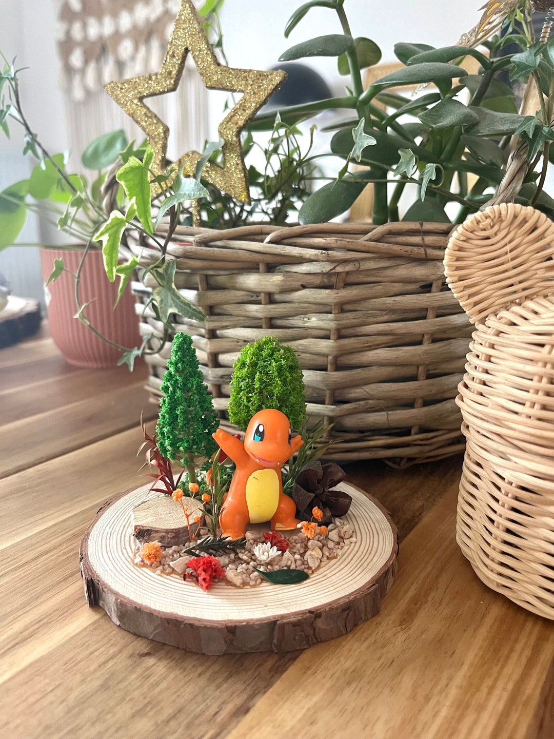 Diorama Wooden Log Charmander 11 Cm Handmade - Etsy