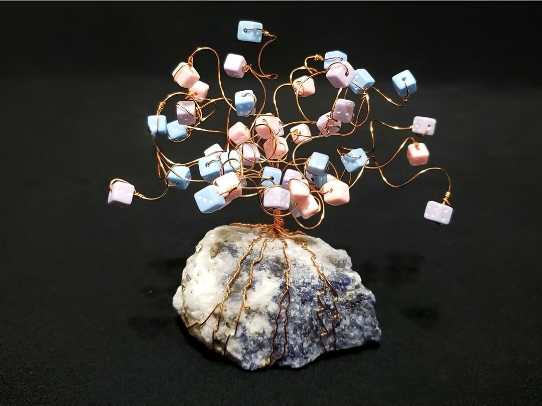 Dice Tree Sculpture, Cotton Candy Colors on Scapolite Base, Geek Chic ...