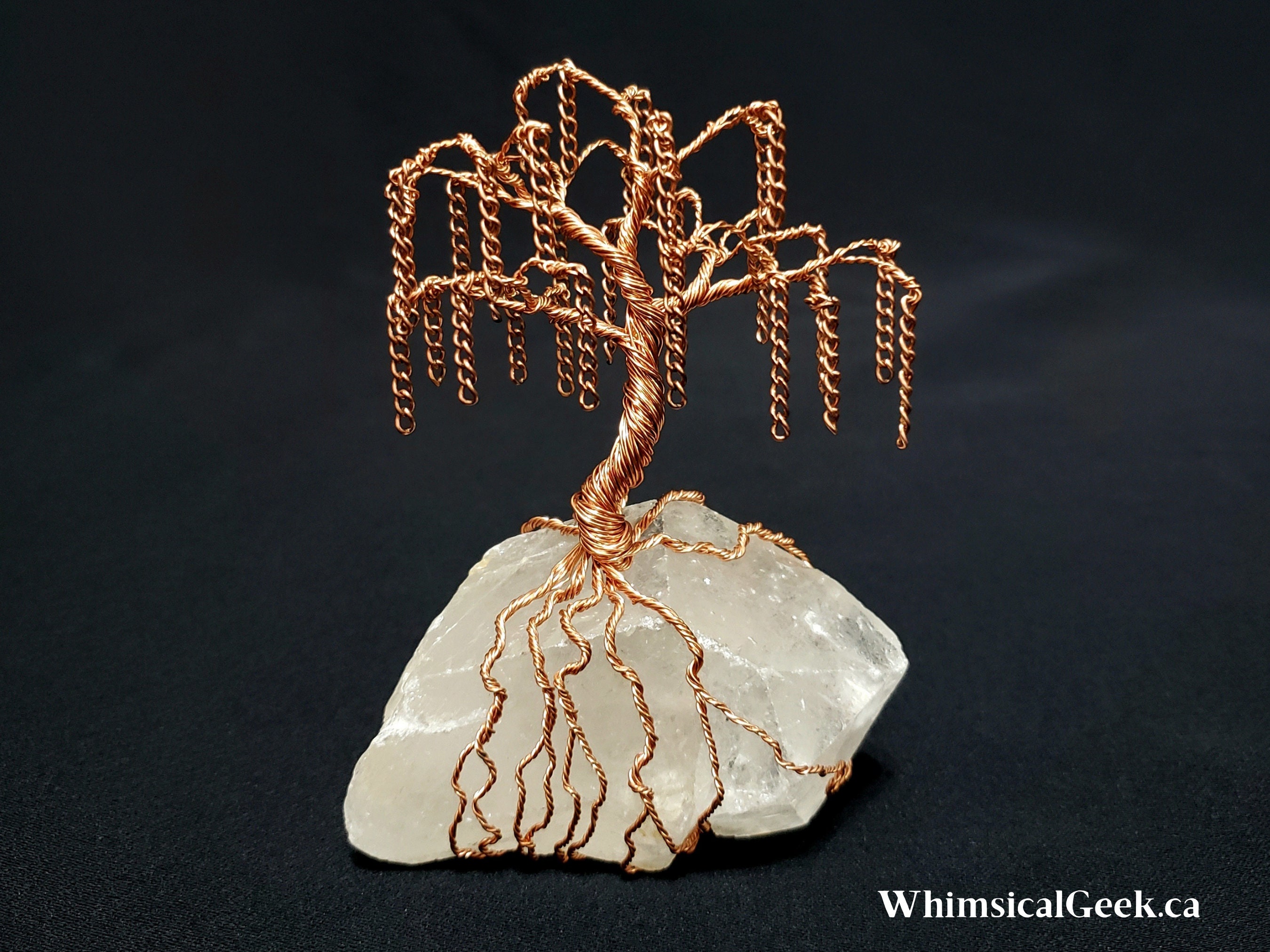 Weeping Willow Wire Tree Sculpture on Clear Quartz Base Boho - Etsy