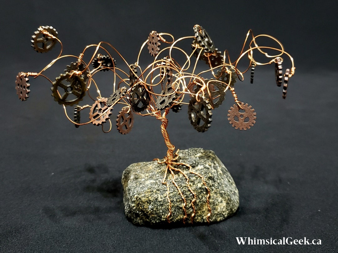 Whimsical Steampunk Wire Tree Sculpture Cogs in a Tree Boho - Etsy