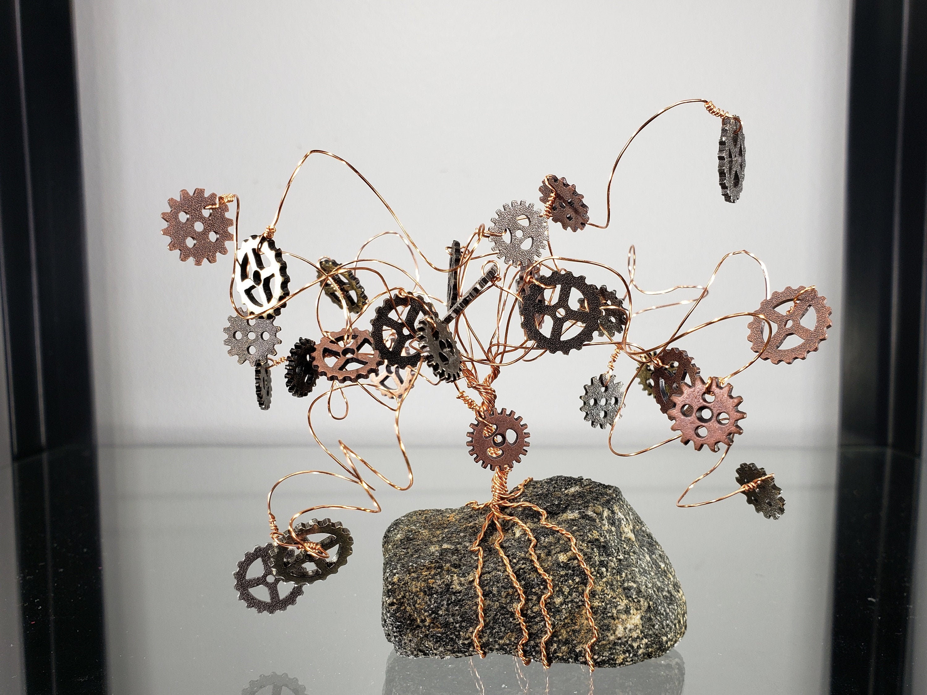 Whimsical Steampunk Wire Tree Sculpture, Cogs in a Tree, Boho Tree of ...