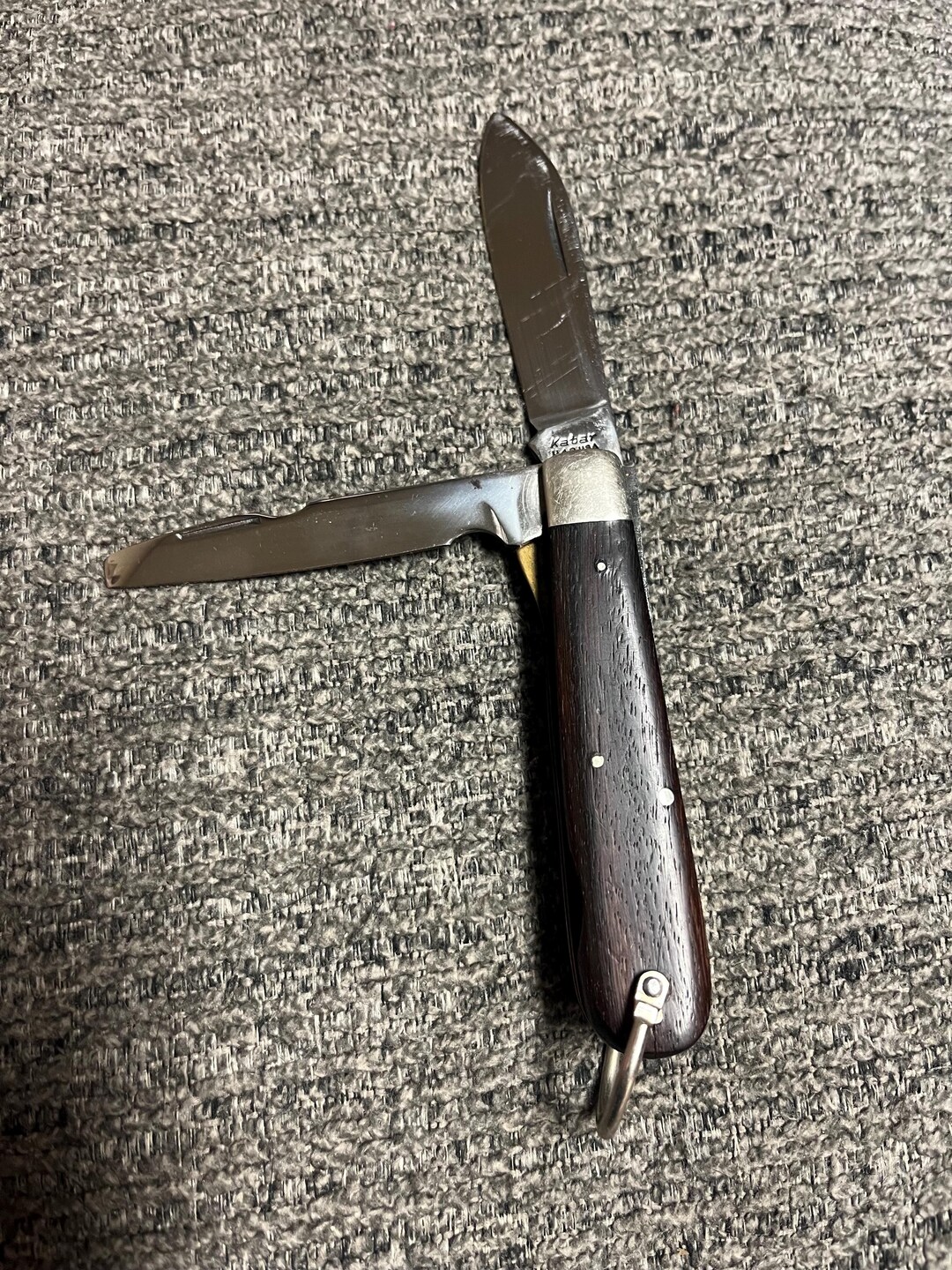 1960’s70’s Kabar USA 1148 2 Blade Wood Handle Locking Folding Pocket ...