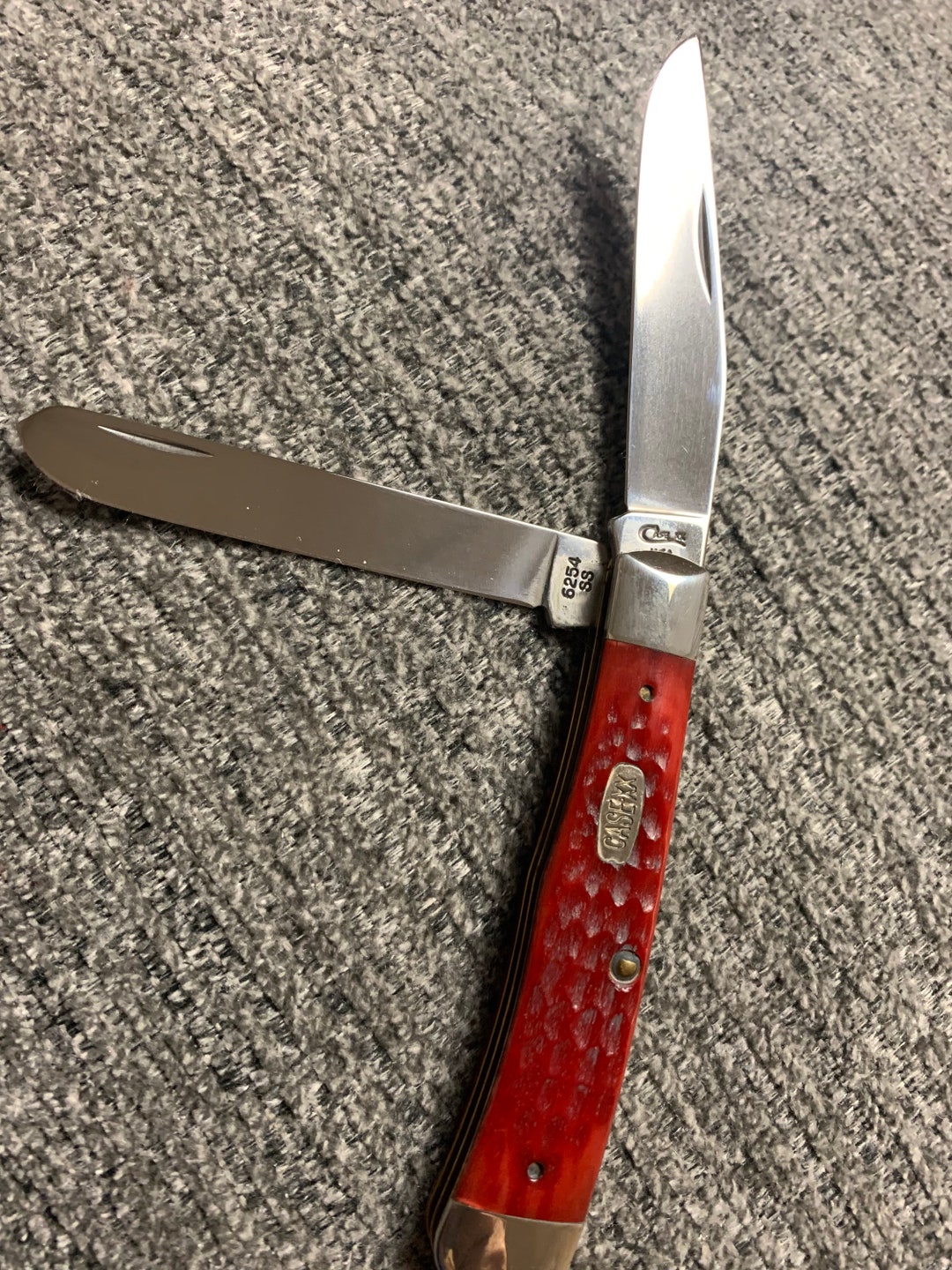 1993-99 Case XX USA Redbone 4 Dot Large Trapper 6254ss 2 Blade Folding ...