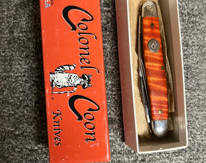 1960’s Colonel Coon Knives U.S.A. Tiger Maple Wood,, 2 Blade Folding ...