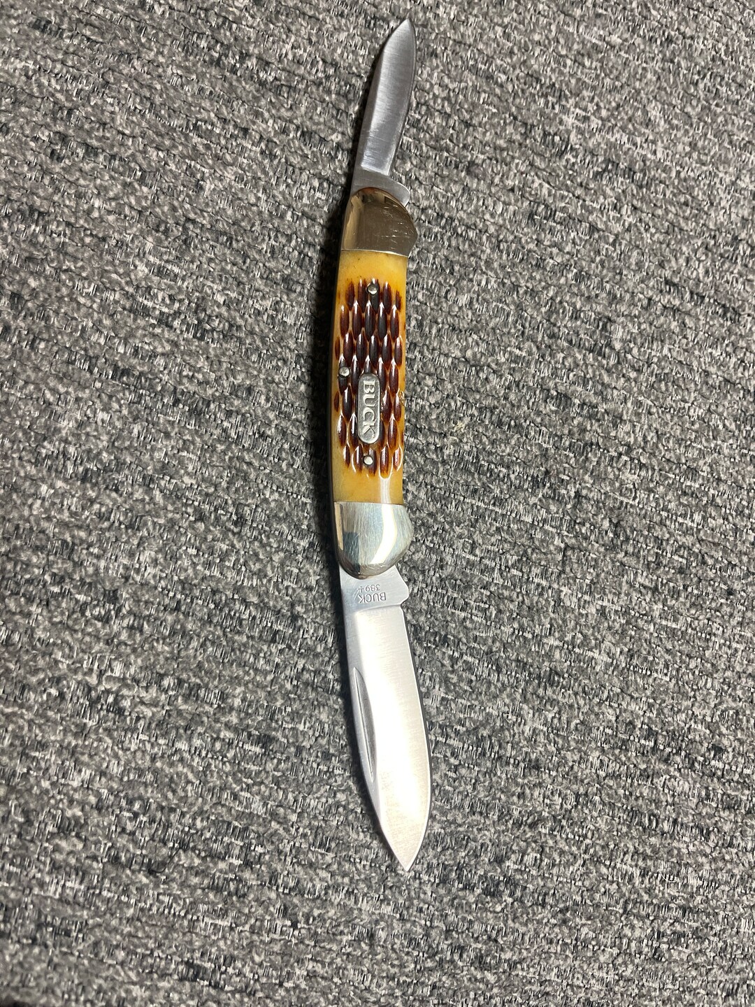 2021 Buck Canoe 389 Amber Jigged Bone 2 Blade Folding Pocket Knife 3 5/ ...