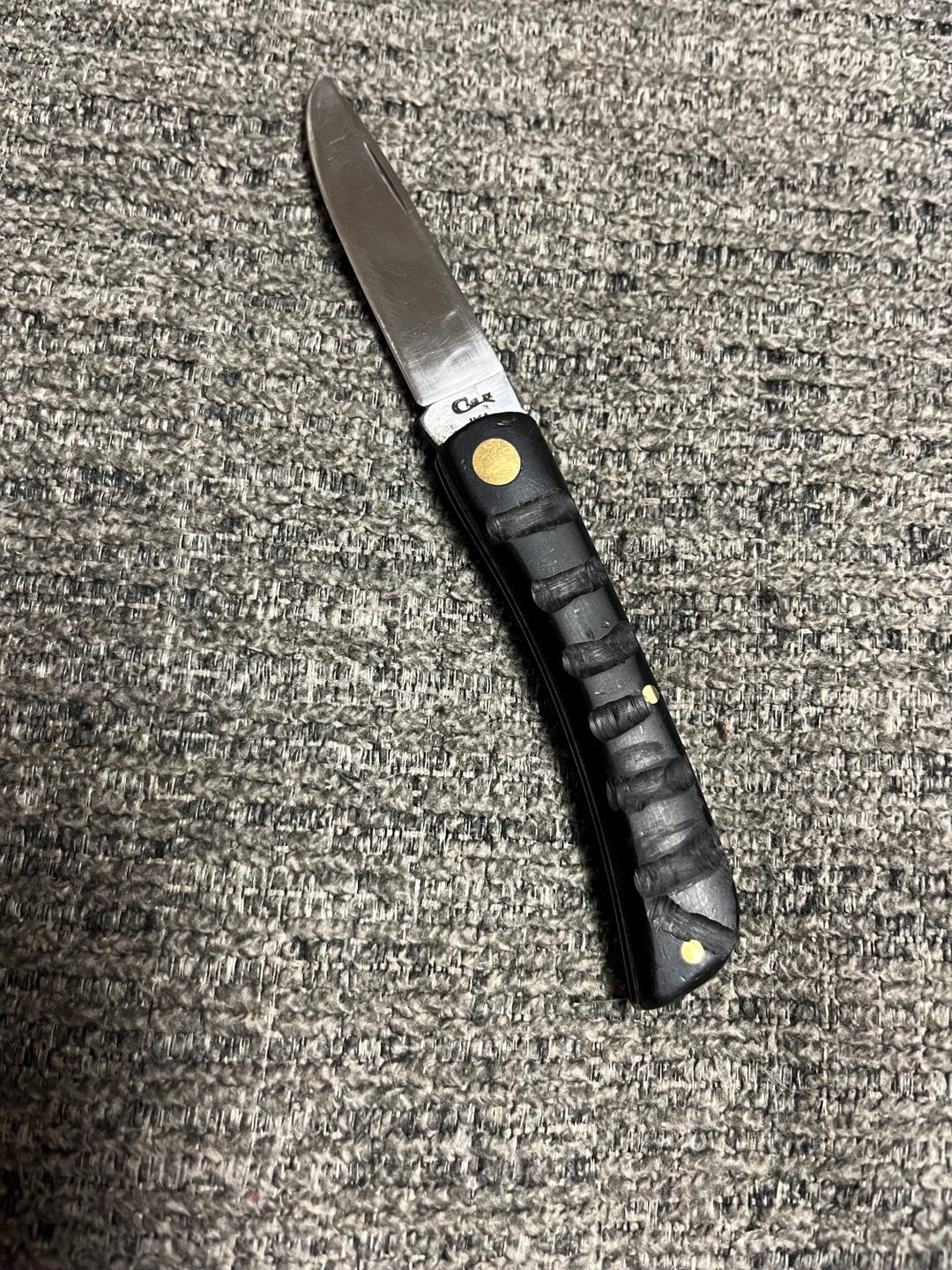 Case XX USA Groved Black Handle Single Blade Folding Pocket Knife ...