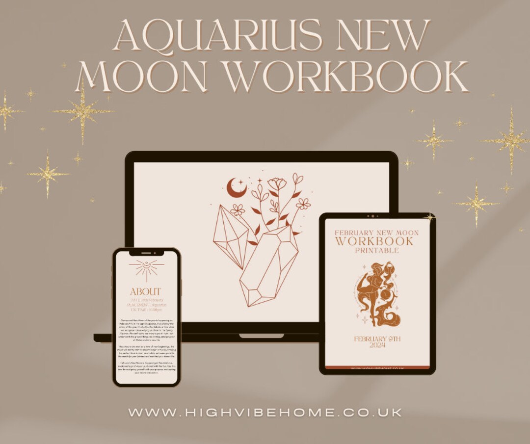 New Moon in Aquarius Workbook Printable February Aquarius New Moon ...