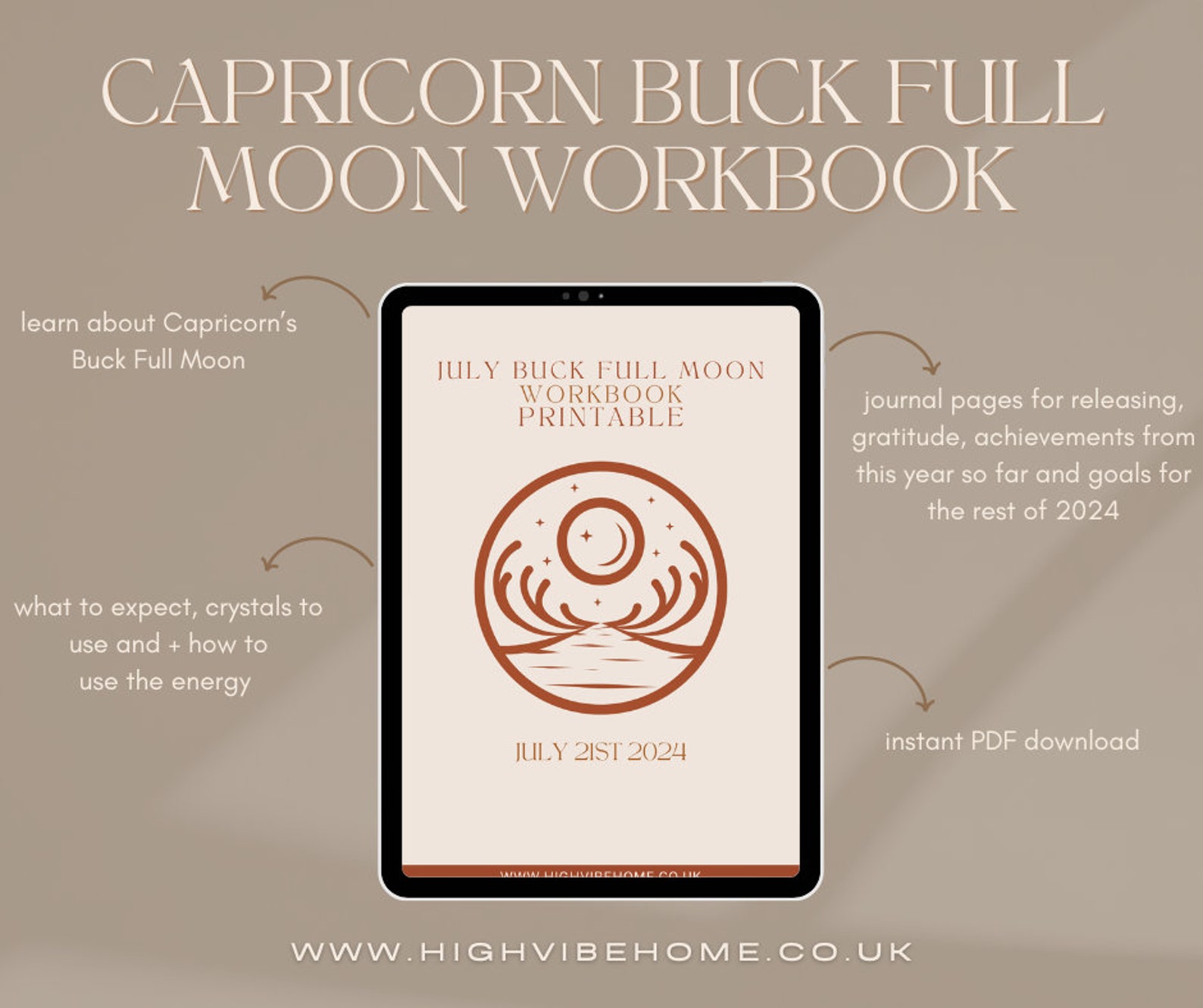 Capricorn Buck Full Moon Workbook Printable PDF | 10 Page PDF Journal ...
