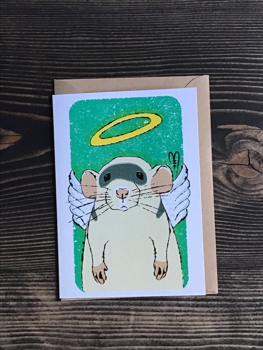 Angel Fancy Rat Greetings Card, Digital Risograph Style, A6, FSC Card ...