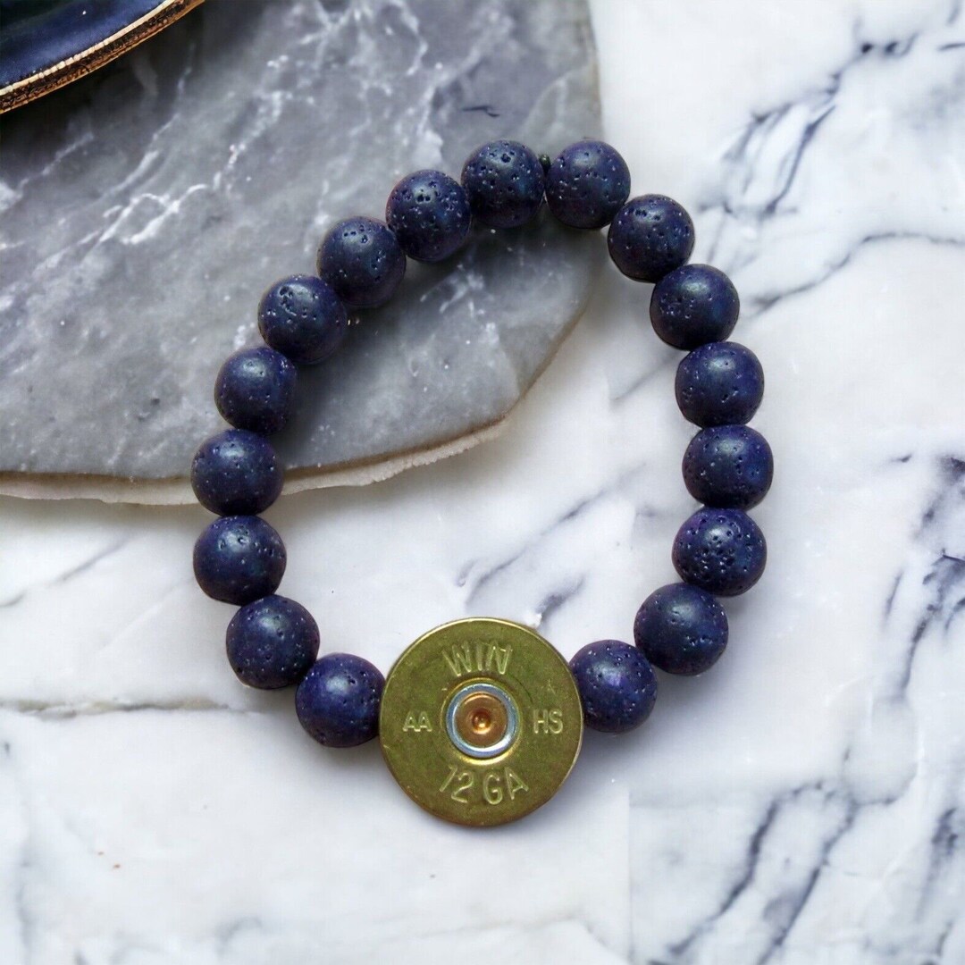 Authentic Shotgun Shell Beaded Bracelet With Black Lava Beads - Etsy