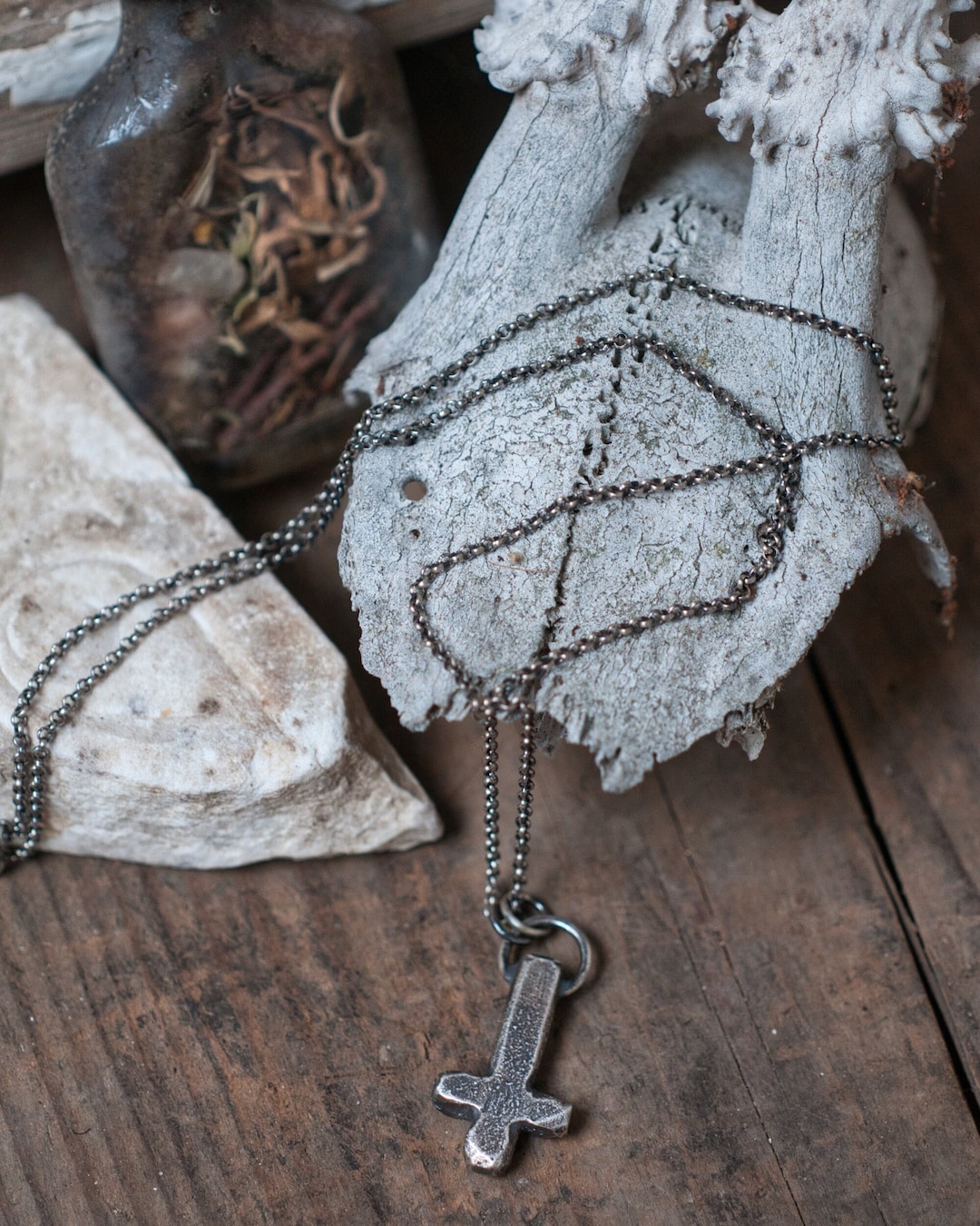 Rustic St. Peter's Cross Necklace, Inverted Crucifix, Latin Cross ...