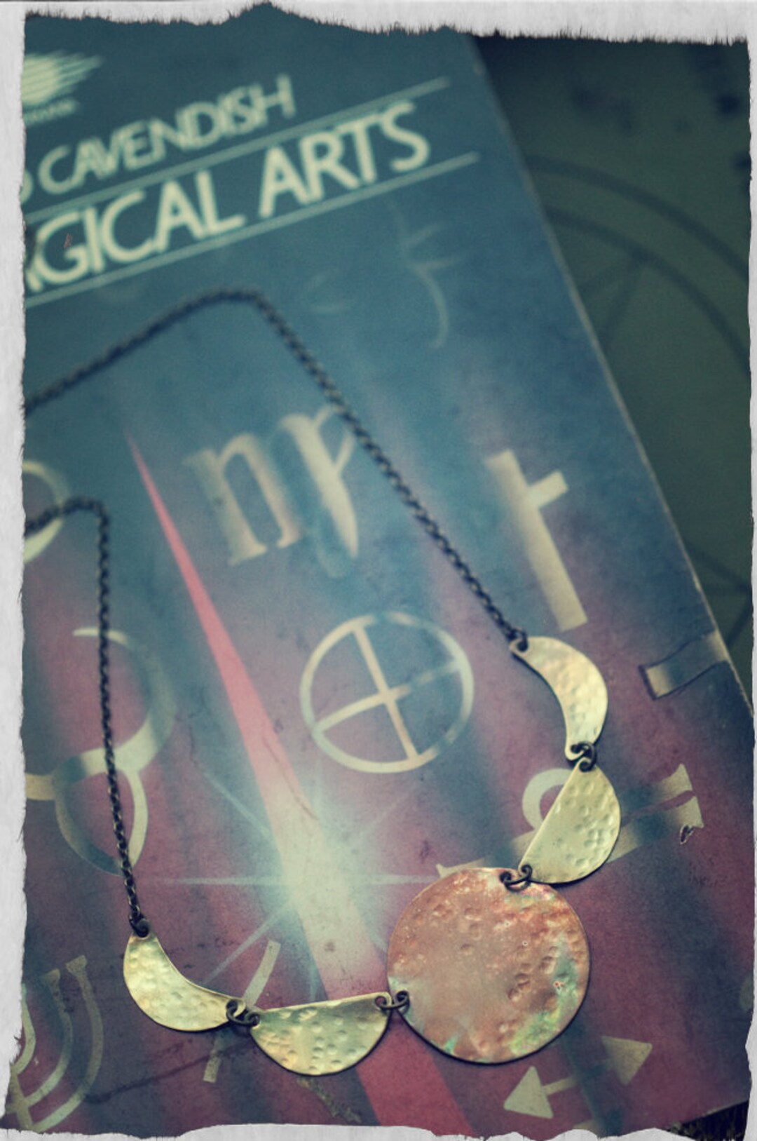 Moon Phase Necklace, Lunar Cycle, Mixed Metal, Copper and Brass ...