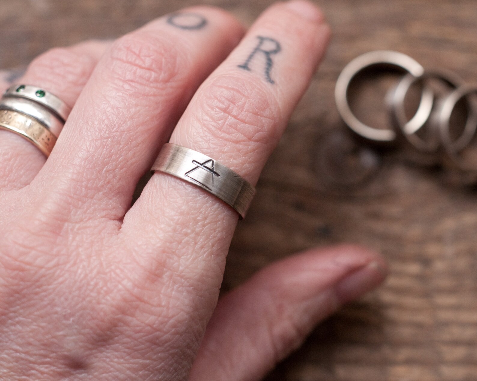 Elemental Ring Alchemical Symbols for Earth Air Fire and | Etsy
