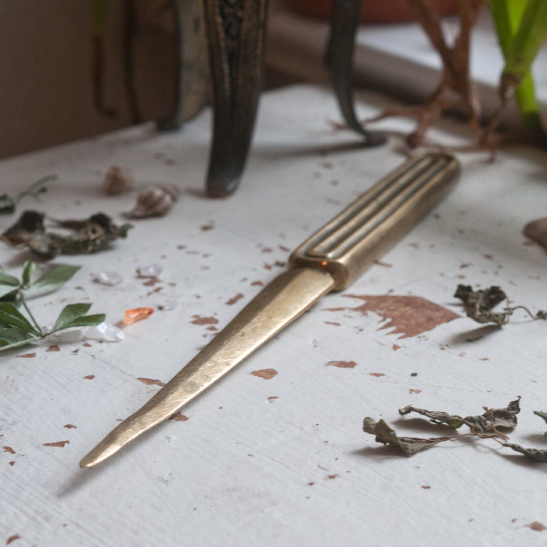 Vintage Athame, Antique Letter Opener, Solid Brass Art Deco Ritual ...