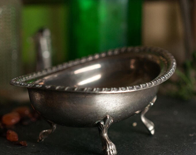 Vintage Silver Plated Oval Altar Bowl for Incense, Spellcasting or ...