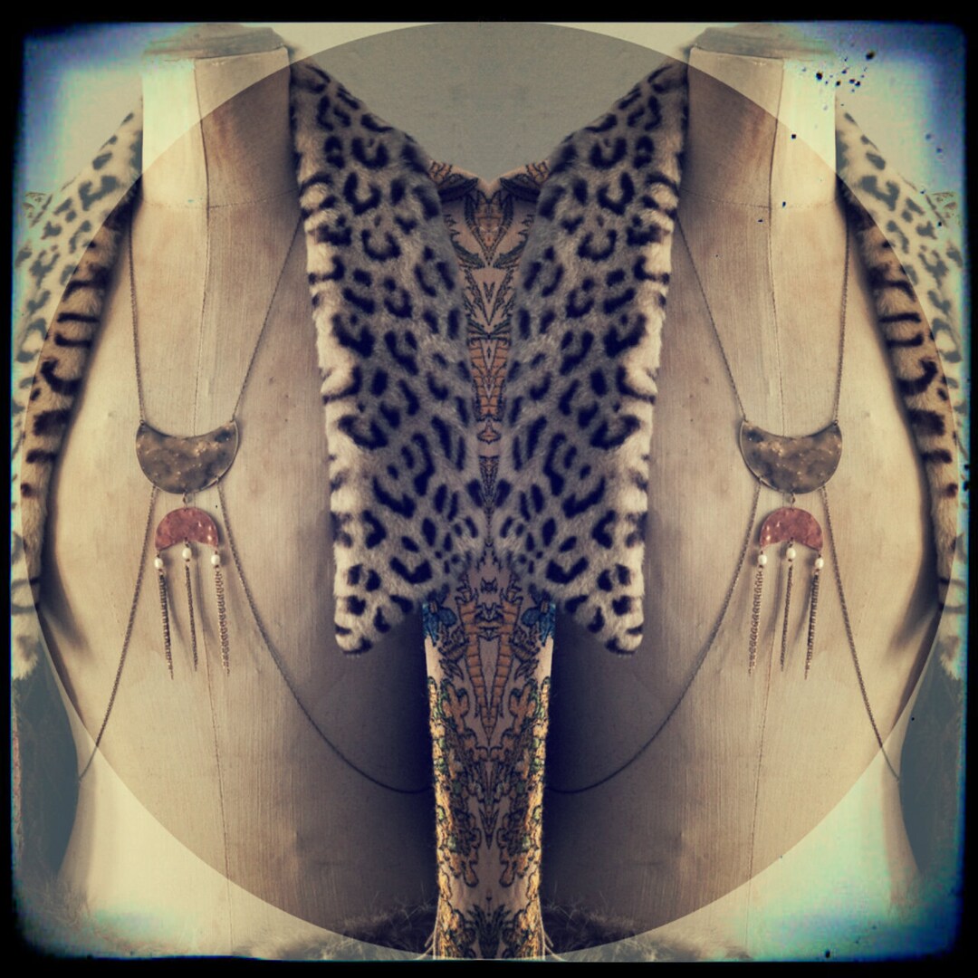 Body Harness Body Armour Chain With Brass and Copper Moons and - Etsy