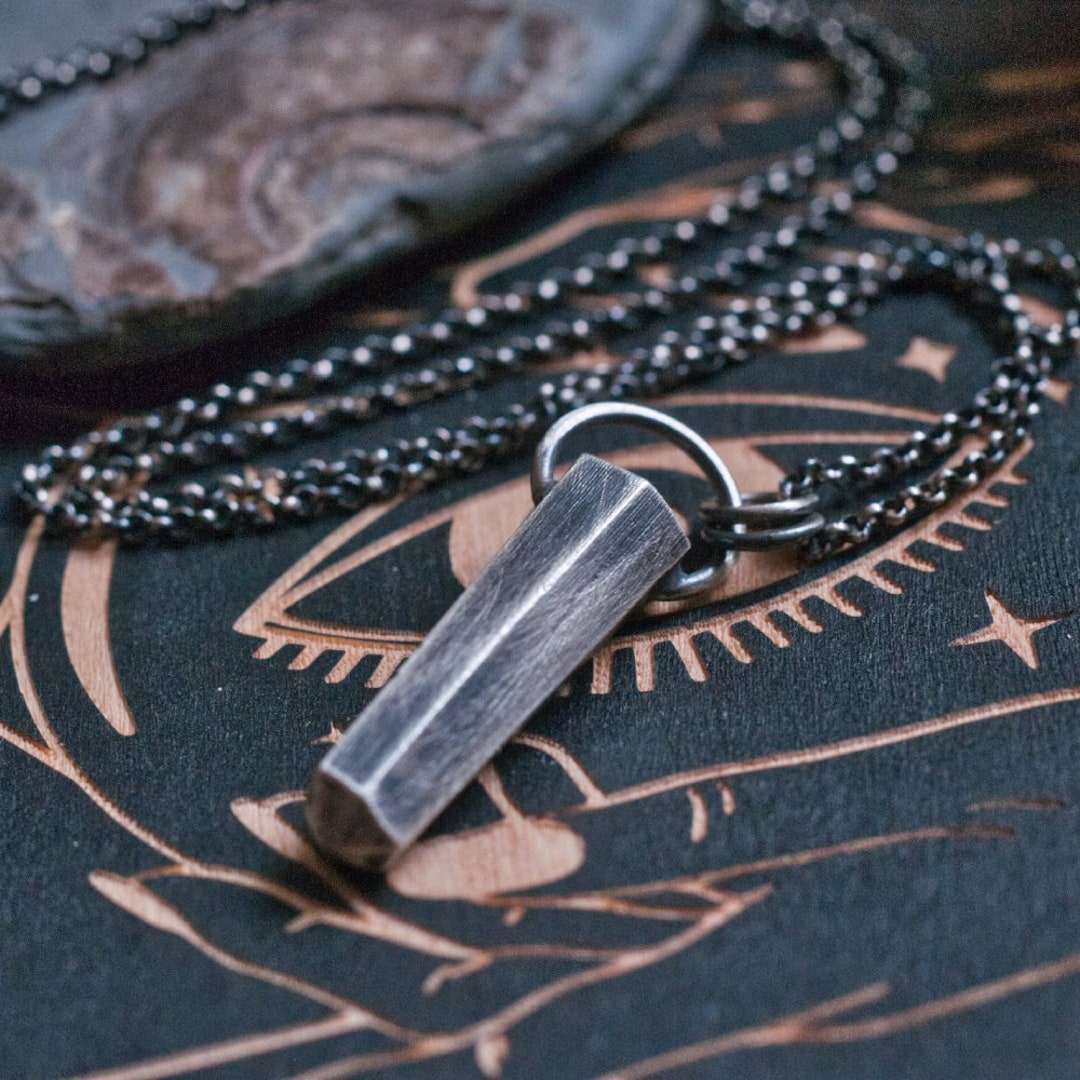 Geometric Style Sterling Silver Pendulum Necklace, Cast From a Crystal ...