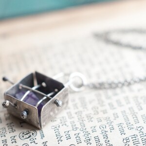Hand Forged Sterling Silver Shadow Box Cage Pendant With Raw Ruby ...