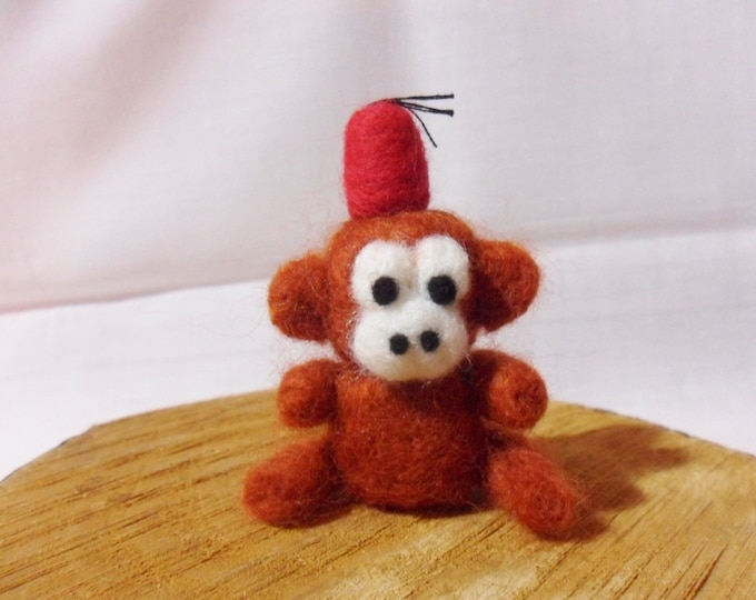 Needle Felted Monkey 100% Merino Wool Needle Felt Monkey With a Hat - Etsy