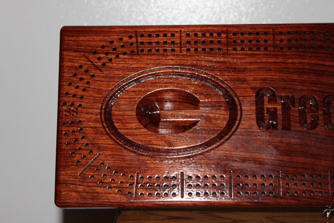 Green Bay Packer Cribbage Board Made From African Bubinga Wood | Etsy