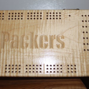 Green Bay Packer Cribbage Board Made From Tiger Striped Maple - Etsy