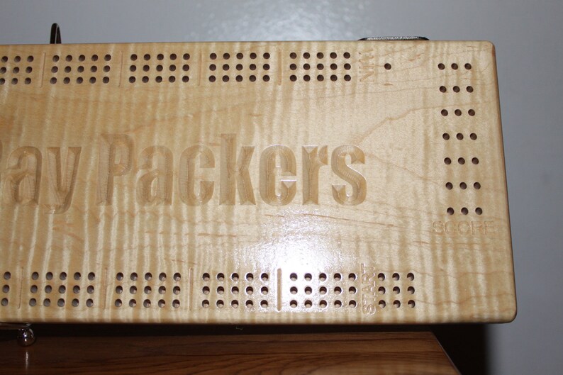 Green Bay Packer Cribbage Board Made From Tiger Striped Maple - Etsy