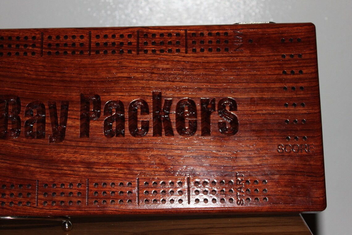 Green Bay Packer Cribbage Board Made From African Bubinga Wood | Etsy