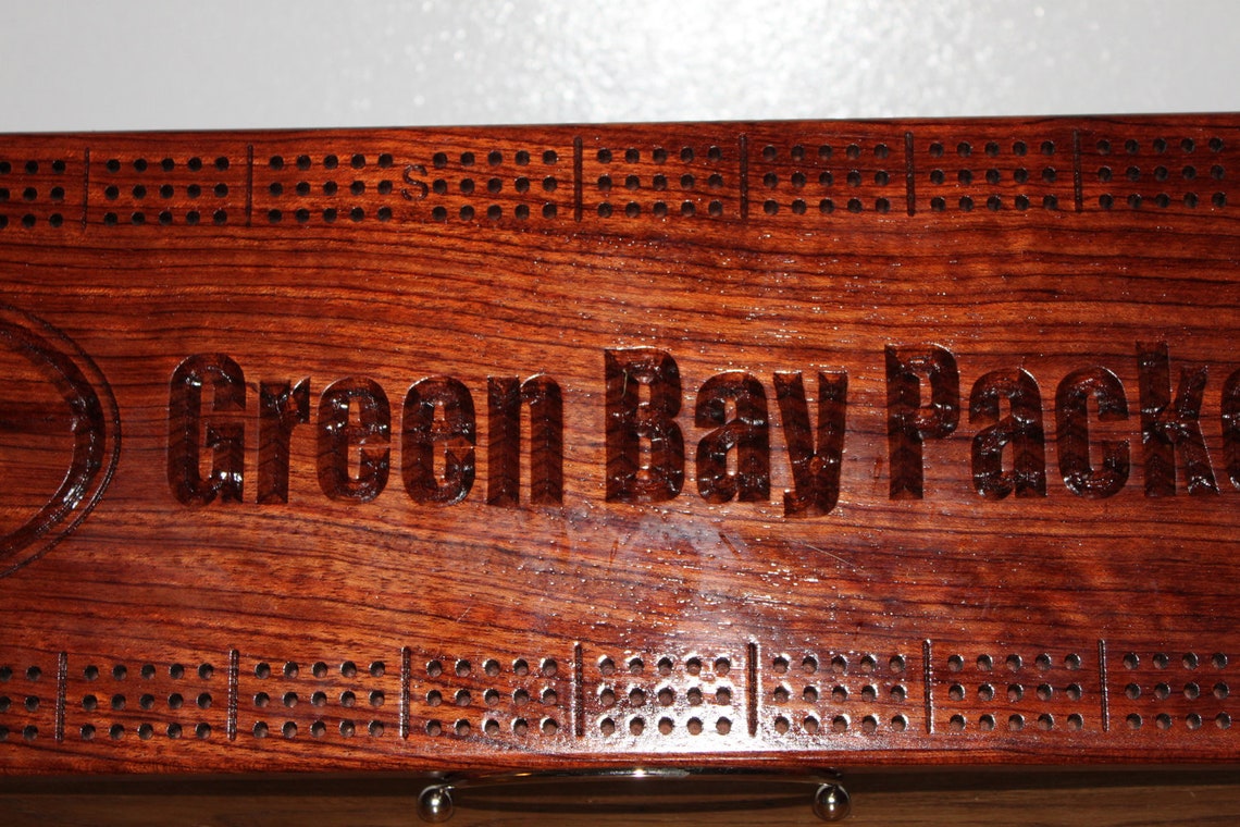 Green Bay Packer Cribbage Board Made From African Bubinga Wood | Etsy