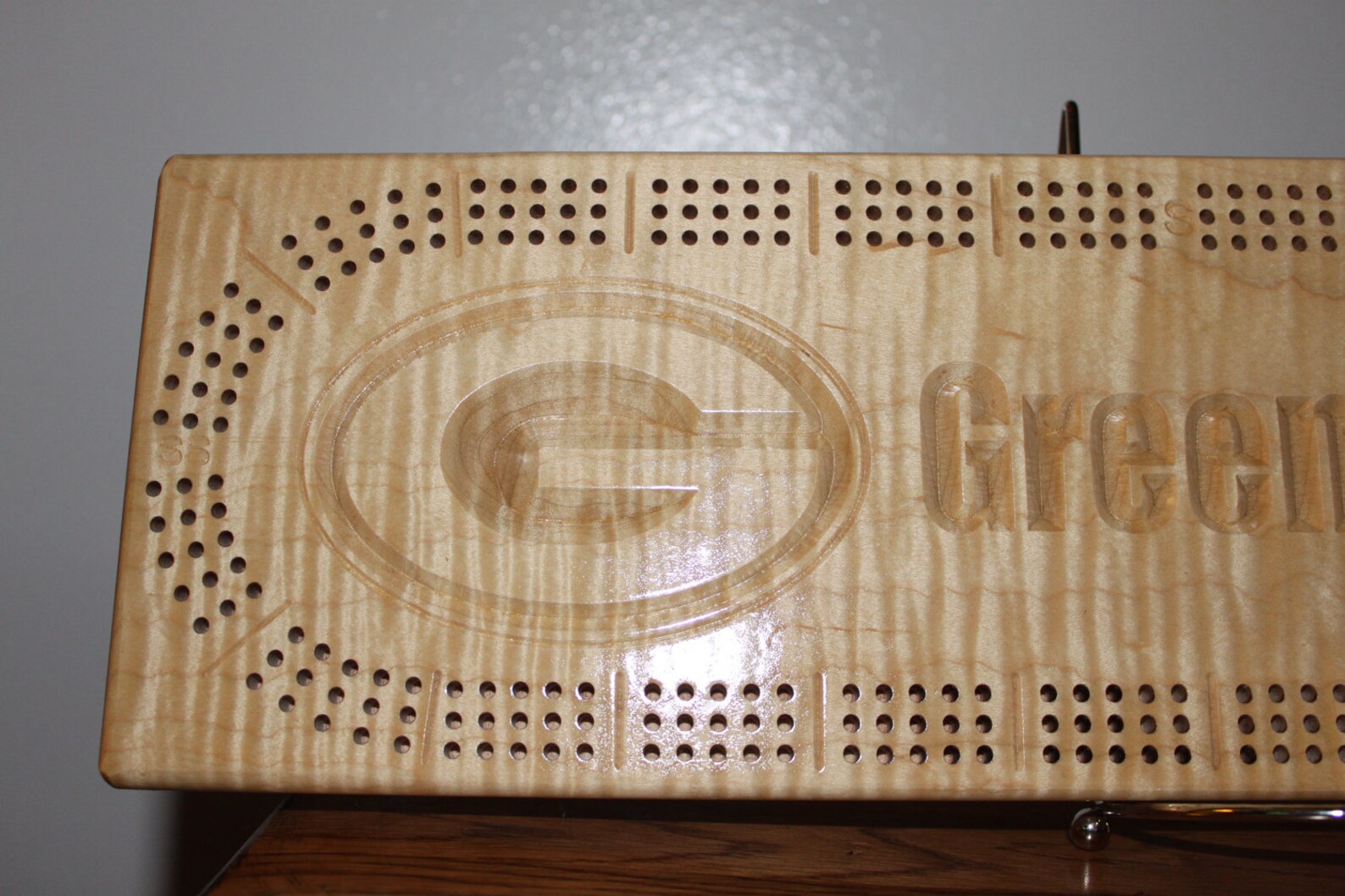 Green Bay Packer Cribbage Board Made From Tiger Striped Maple - Etsy