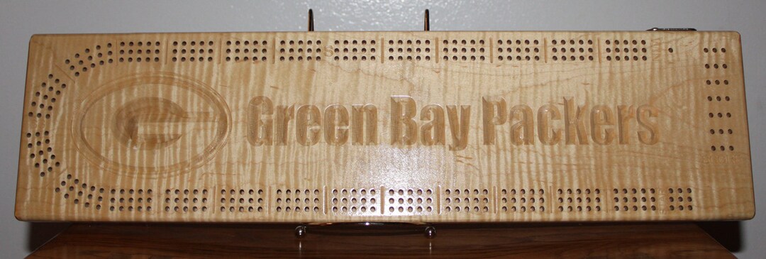 Green Bay Packer Cribbage Board Made From Tiger Striped Maple - Etsy