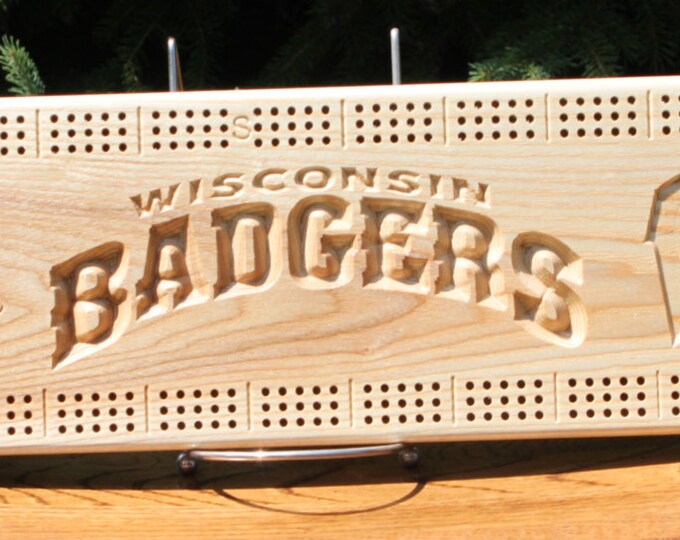Wisconsin Badgers Cribbage Board Made From White Ash - Etsy