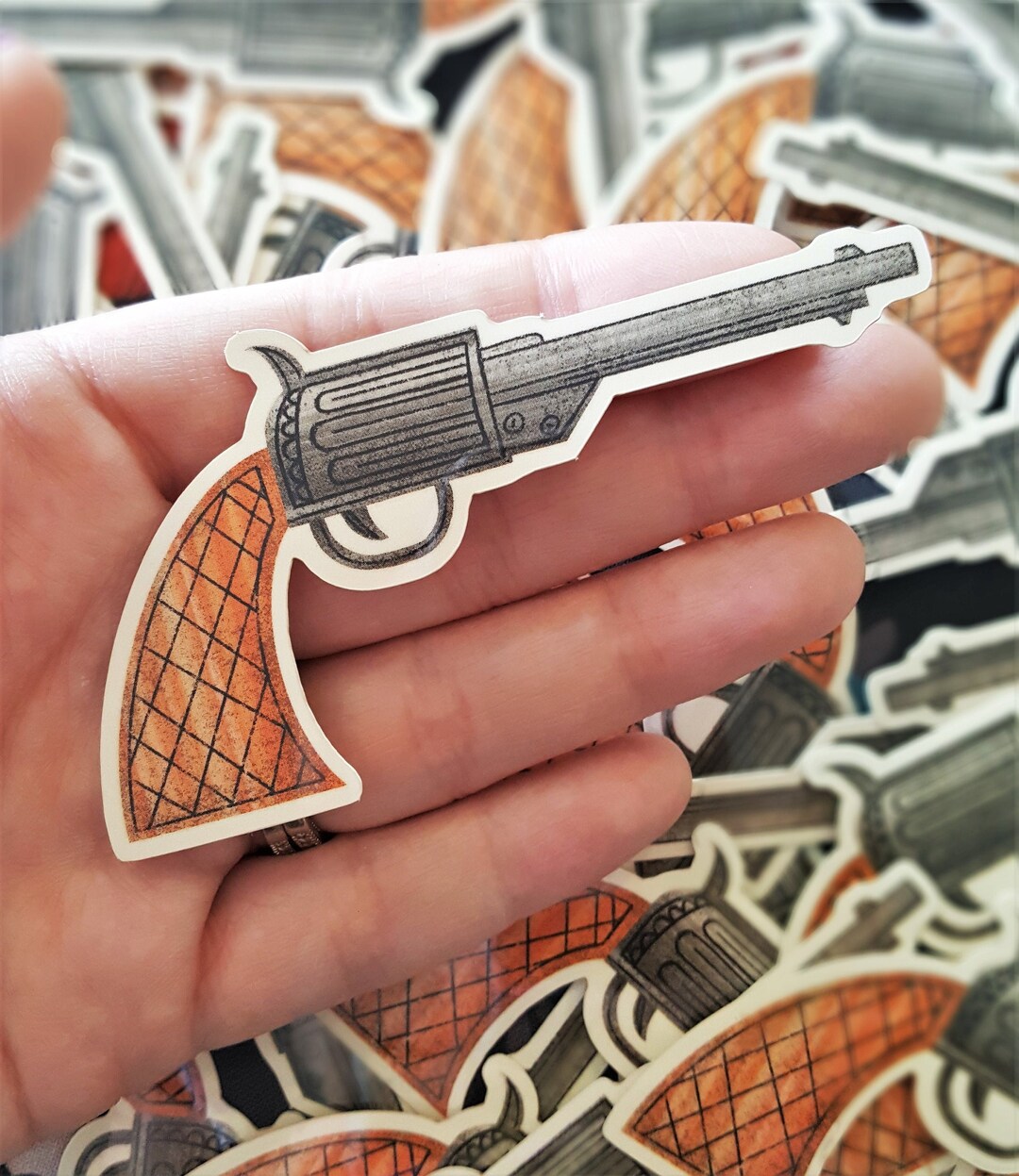 Gun - Western - Revolver - Cute - Vinyl Sticker - Hydroflask Stickers ...