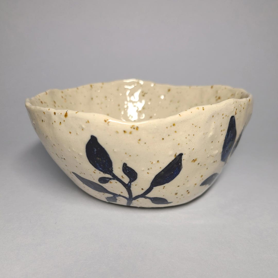 Ceramic Bowl – Handcrafted and Hand-painted – Floral Pattern Inside and ...