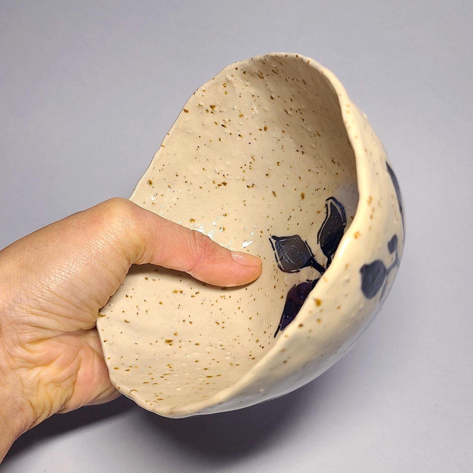Ceramic Bowl – Handcrafted and Hand-painted – Floral Pattern Inside and ...
