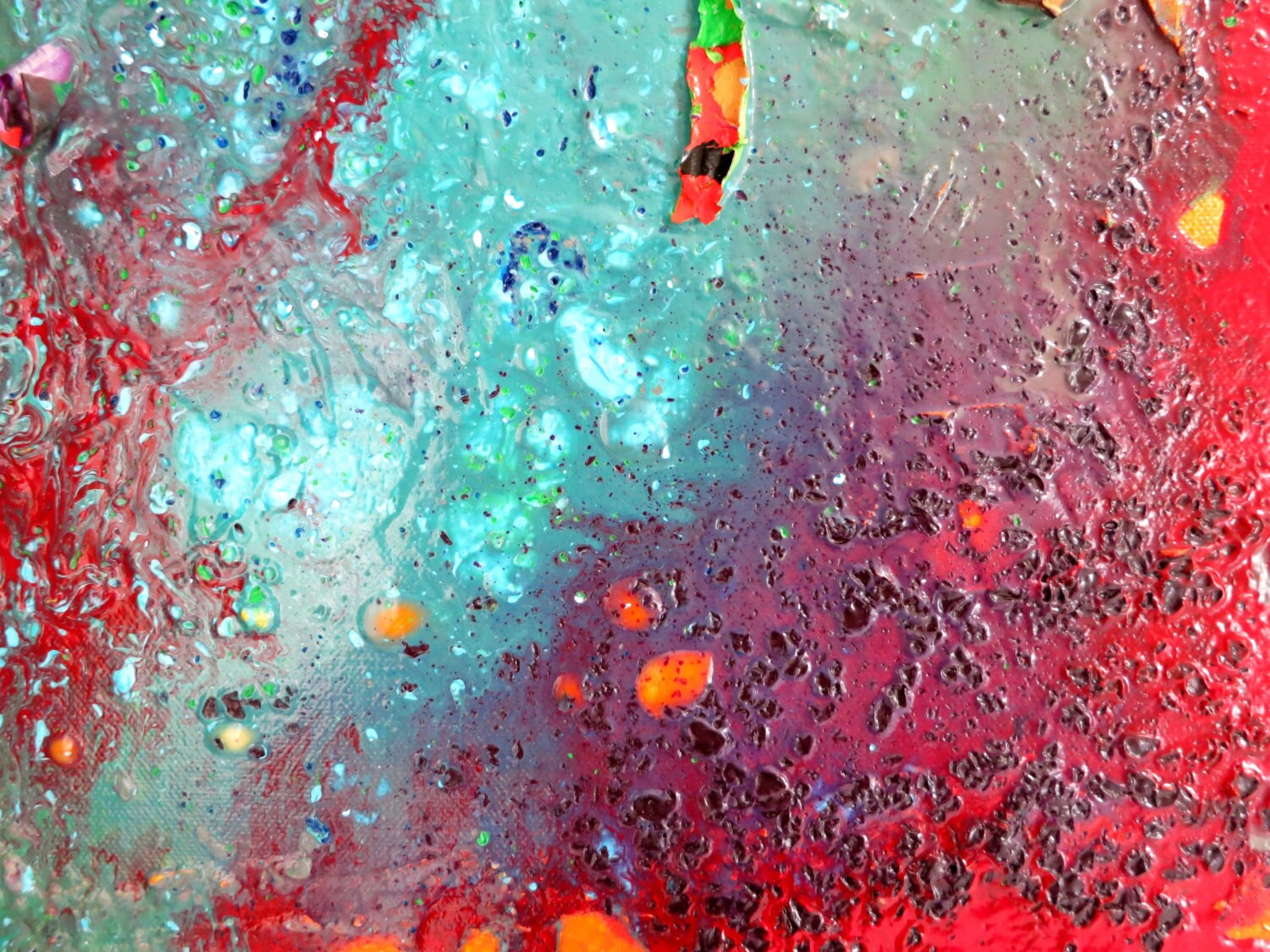 Abstract Acrylic Painting Mixed Media Modern Original Art - Red Orange ...