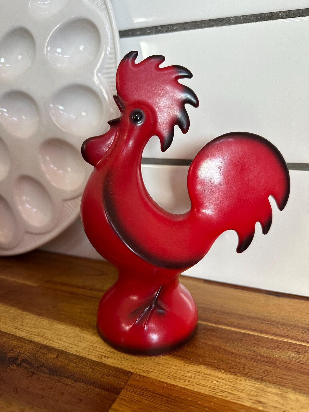 Rare Red Black Goebel Rooster Chicken Bank 1968 - Etsy