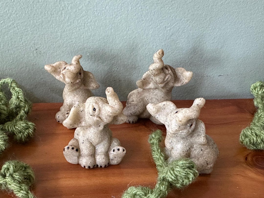 Quarry Critters Set 4 Mini Elephants Second Nature Design 2001 - Etsy