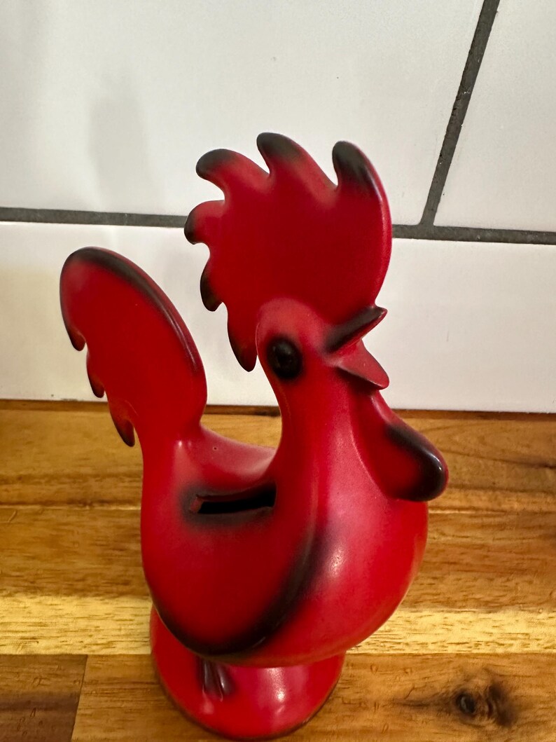 Rare Red Black Goebel Rooster Chicken Bank 1968 - Etsy