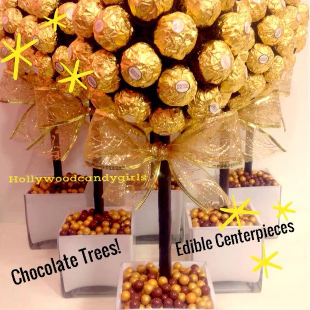Ferrero Rocher Chocolate, Gold Candy Arrangement Topiary Gift ...
