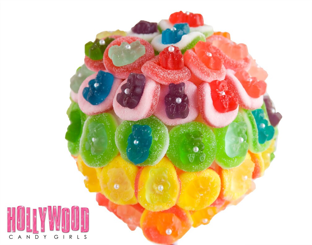 Rainbow Gummy Bear Candy Land, Wonka Candy Party Neon Centerpieces ...
