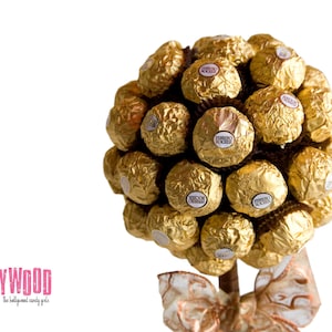 Ferrero Rocher Chocolate, Gold Candy Arrangement Topiary Gift ...