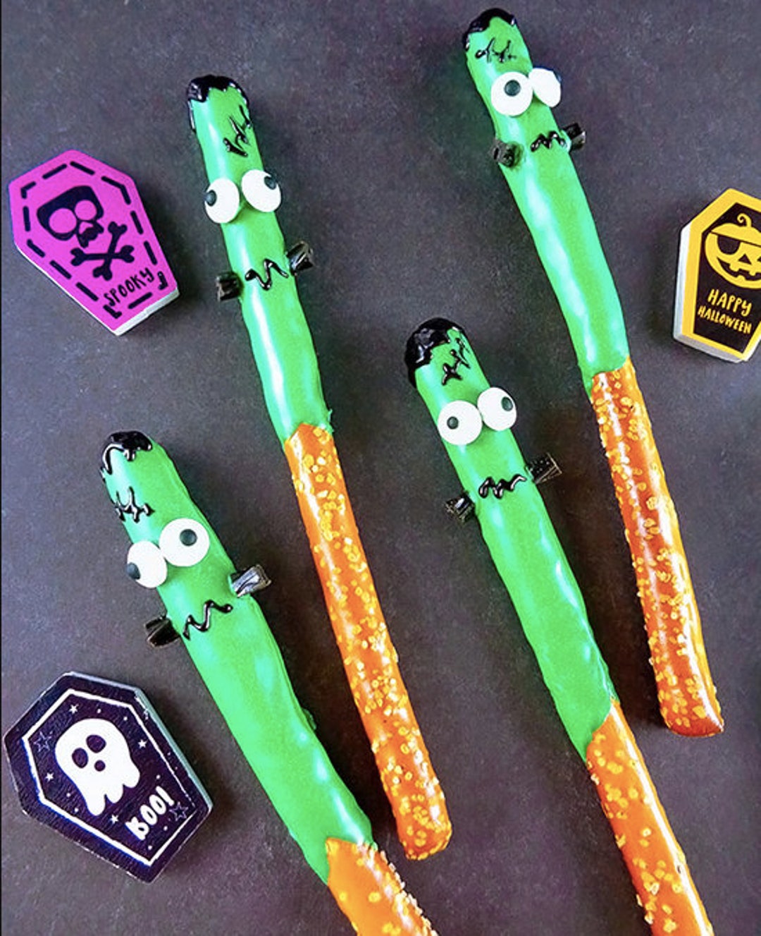 Halloween Pretzel Rods 12 Pieces Ghosts, Monsters, Fingers, Spooky ...