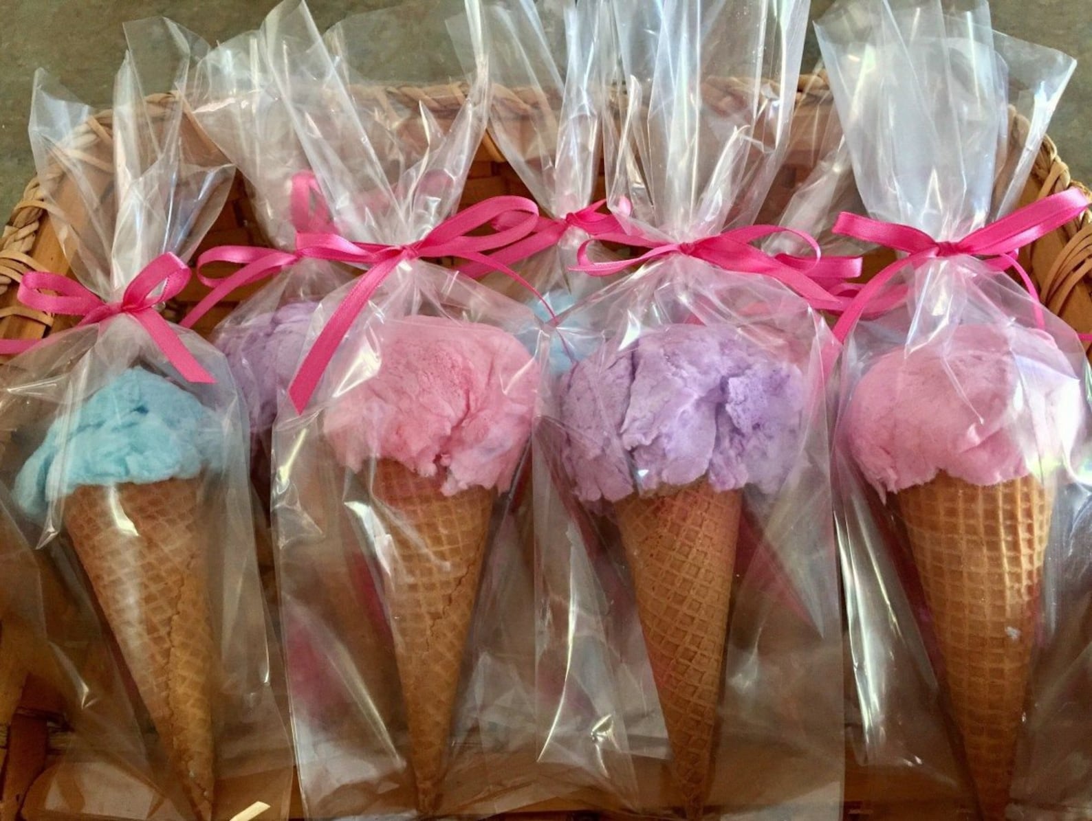 25 Cotton Candy Ice Cream Cone Puffs Fun Favors Unicorn | Etsy