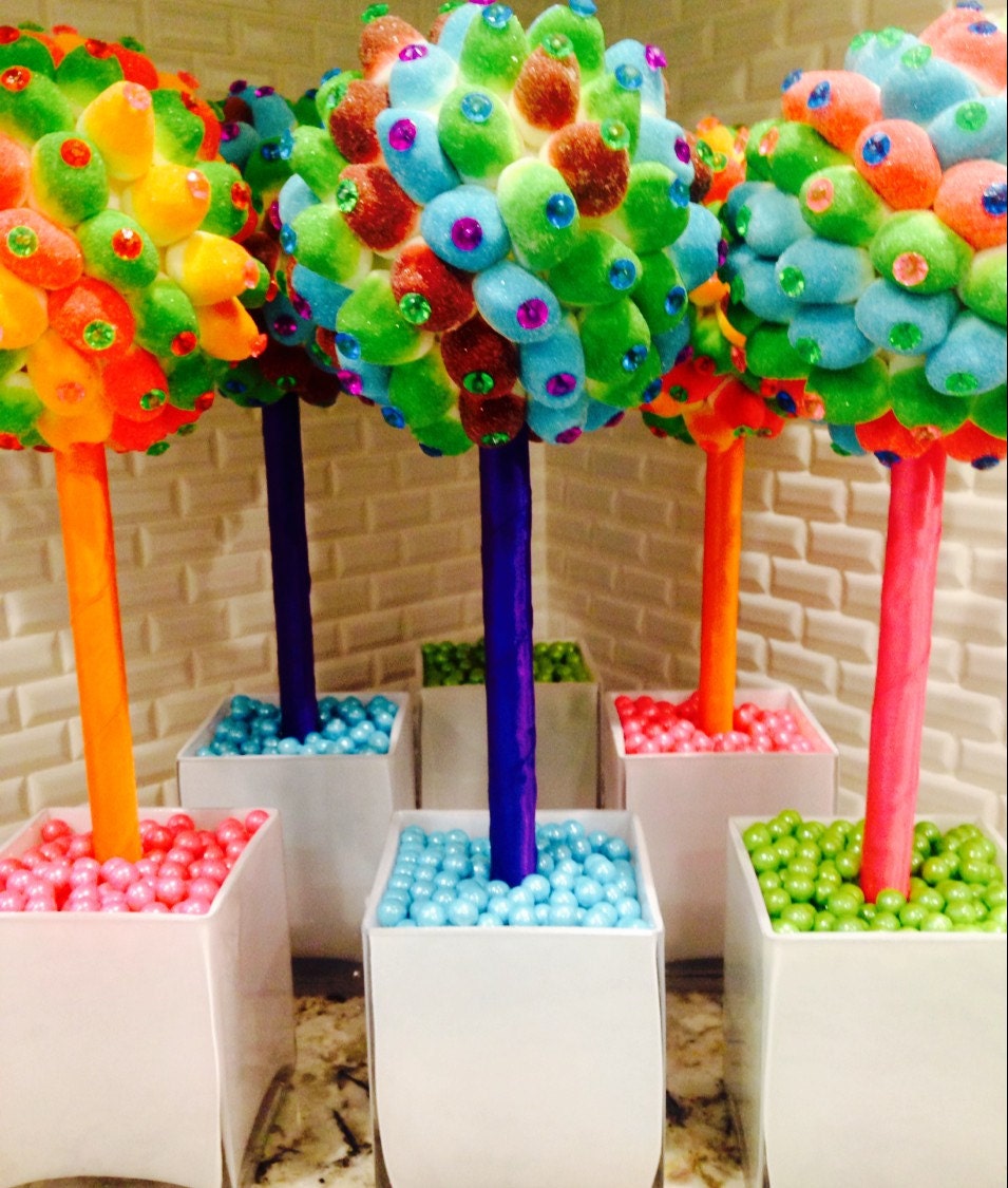 Neon Bright Peacock Candy Land Centerpiece Topiary - Etsy