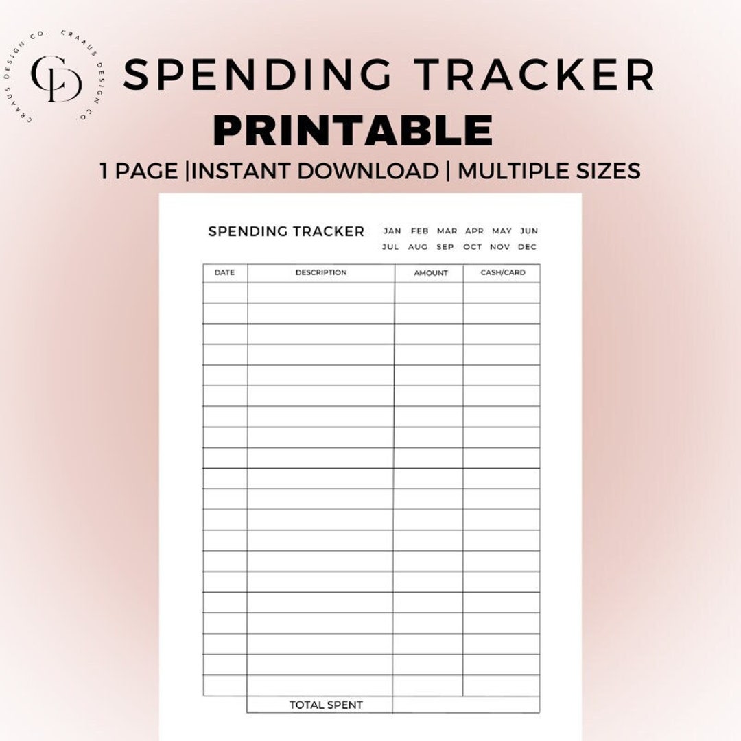 Spending Tracker Printable, Printable Expense Tracker, Spending Log ...
